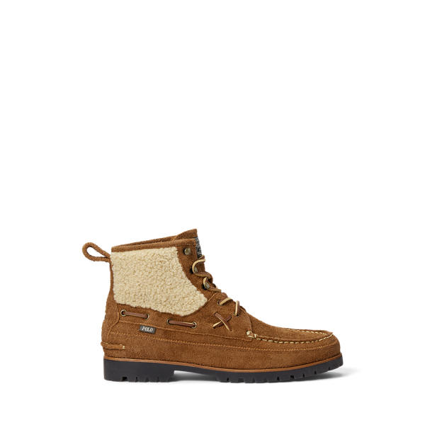 Ralph Lauren Ranger Mid Suede & Faux-shearling Boot In Teak/natural ...