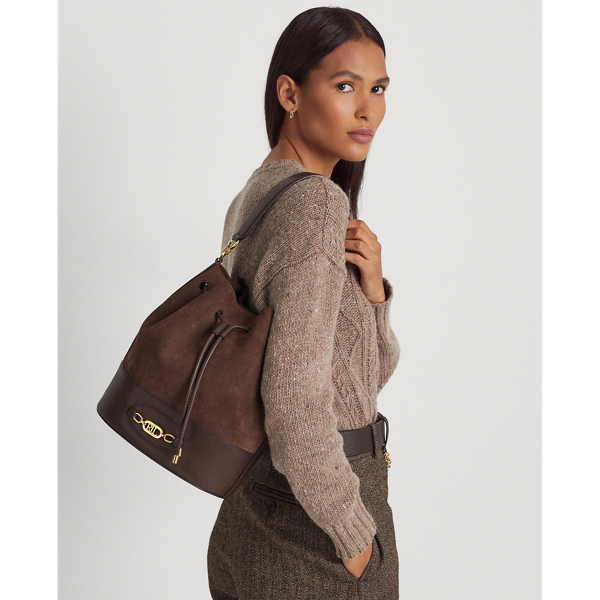 Lauren Ralph Lauren Suede Large Andie Drawstring Bag In Chestnut Brown ...