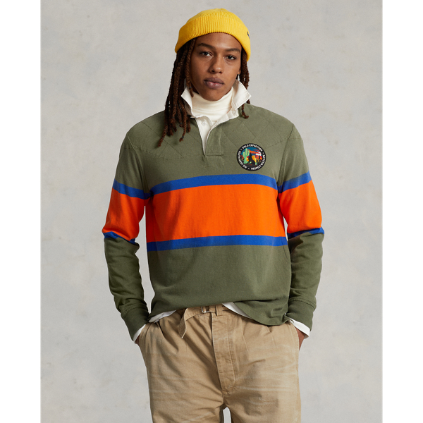 Polo Ralph Lauren Classic Fit Striped Jersey Rugby Shirt In Dark Sage Multi | ModeSens
