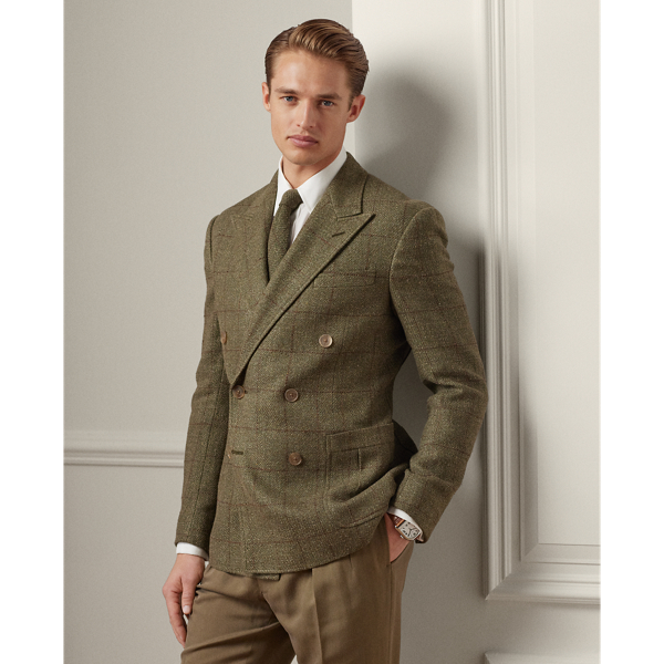 Ralph Lauren Purple Label Kent Windowpane Textured Sport Coat In Olive
