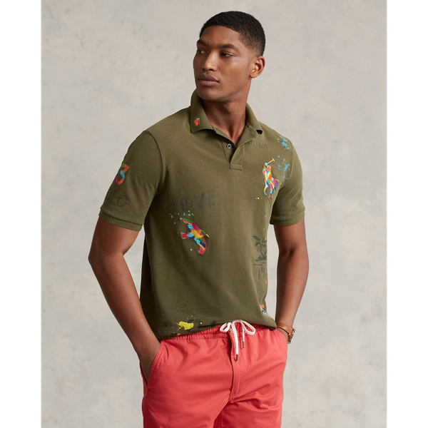 Ralph Lauren Classic Fit Mesh Graphic Polo Shirt In Defender Green ...