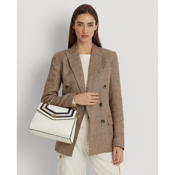 Lauren Ralph Lauren Nappa Leather Medium Farrah Satchel In Vanilla ...