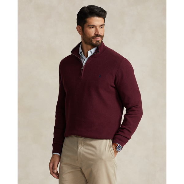 Polo Ralph Lauren Mesh-knit Cotton Quarter-zip Sweater In Rich Ruby ...