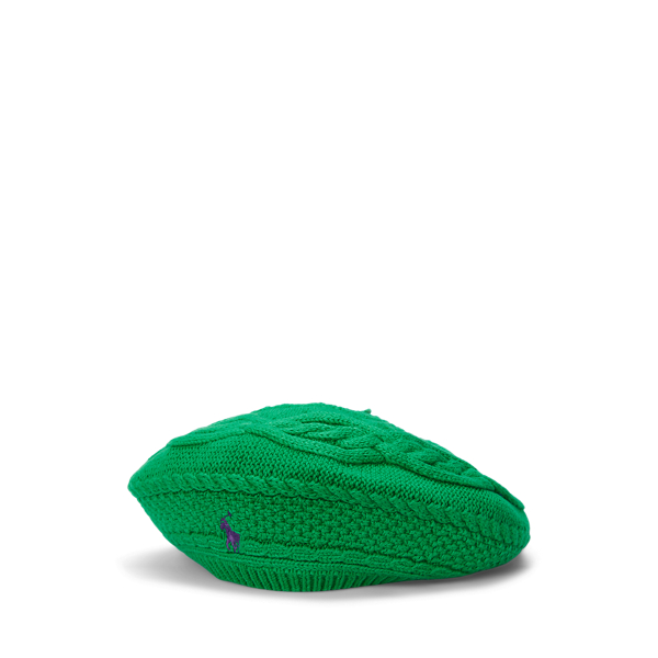 Polo Ralph Lauren Kids' Cable-knit Cotton Beret In Stafford Green W ...