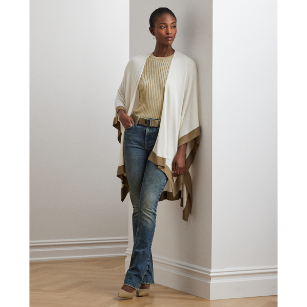Ralph Lauren Two-tone Knit Ruana In White | ModeSens